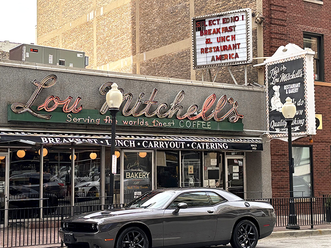 The iconic neon sign of Lou Mitchell's has been welcoming hungry Chicagoans since Route 66 was America's main thoroughfare. Classic Americana at its finest. 