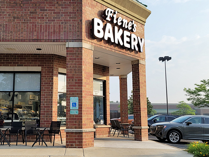 The brick fortress of frosting dreams stands proudly in Naperville, its green roof signaling "diet-free zone ahead."