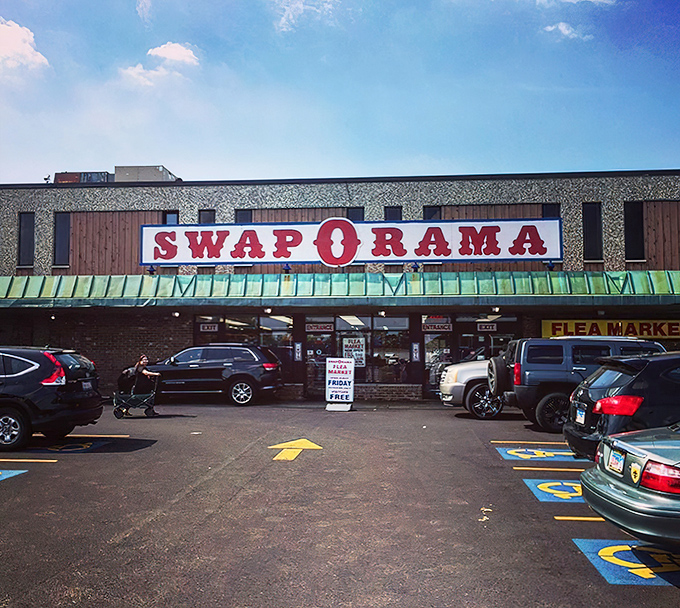 The unassuming exterior of Swap-O-Rama belies the treasure trove within. Like a retail speakeasy, only the initiated know what wonders await inside.