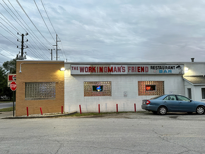 The unassuming exterior of The Workingman's Friend stands as a time capsule of Americana, promising honest food without pretension.