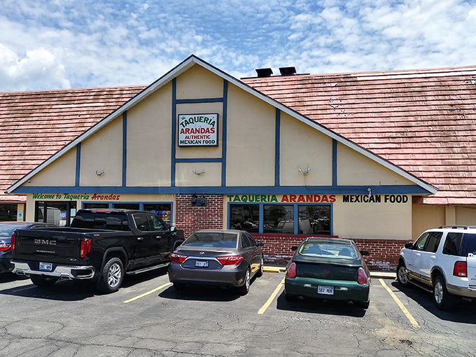 The A-frame architecture isn't just charming&mdash;it's a beacon for burrito pilgrims. This unassuming exterior houses Kansas City's most authentic Mexican flavors.