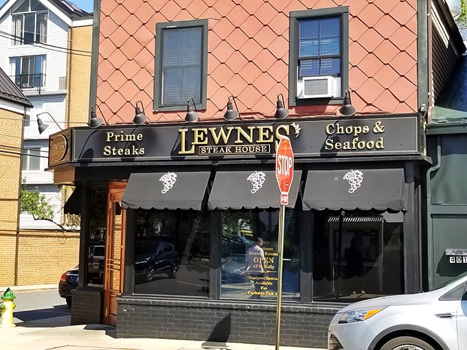 The iconic red exterior of Lewnes' Steakhouse stands like a carnivore's lighthouse in Annapolis, beckoning meat lovers with its timeless charm and promise of prime beef.