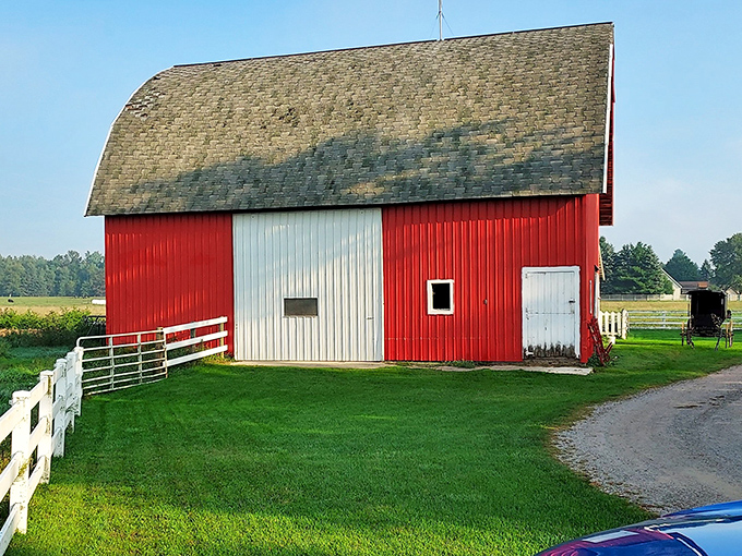 The classic red and white barn isn't just Instagram-worthy&mdash;it's a beacon of butter-based hope standing proudly against Michigan's blue sky.