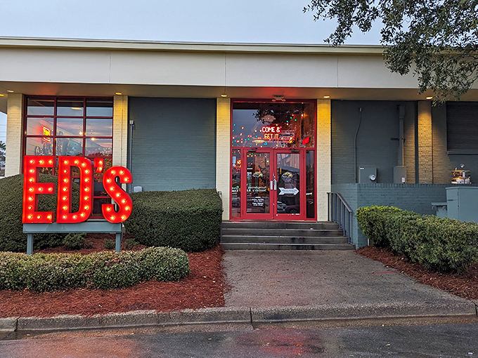 Ed's Burger Joint stands like a humble temple of comfort food, promising delicious salvation under Mississippi skies.