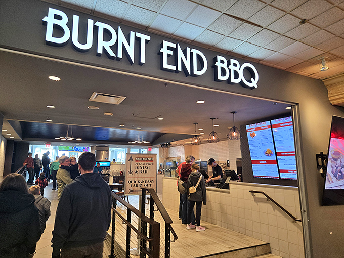 The entrance to barbecue nirvana. That line of people isn't just decoration &ndash; they're smart Missourians who understand that good things come to those who wait.
