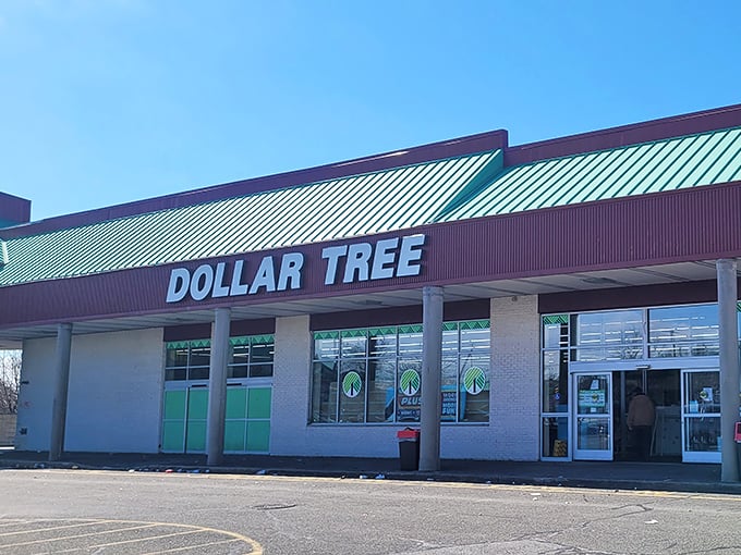 The iconic red and teal facade of Dollar Tree in Fairview stands as a monument to affordability in an increasingly expensive world.