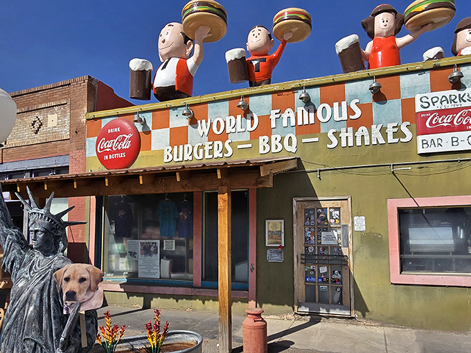 Where else but Sparky's would burger-wielding statues stand guard on the roof? This whimsical Hatch landmark proves great food and quirky charm make perfect roadtrip partners.