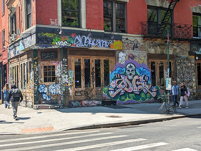 Graffiti paradise meets taco heaven. This East Village hotspot wears its street cred on its sleeve&mdash;literally every inch of its exterior.