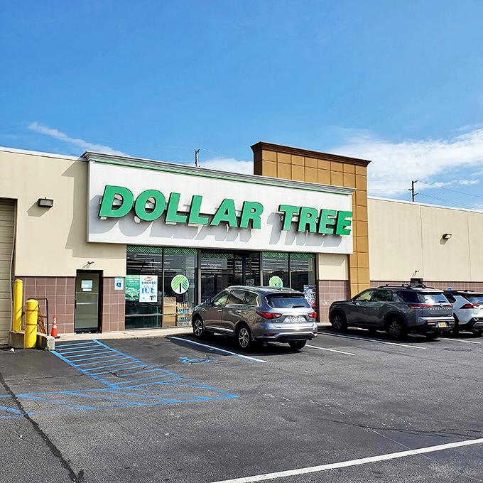 The emerald beacon of budget salvation stands proud against the blue New York sky, promising financial relief in a land of $7 coffees.