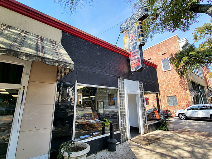 The unassuming storefront of Shelby Cafe beckons with its classic awning and small-town charm. No fancy frills, just honest food waiting inside.
