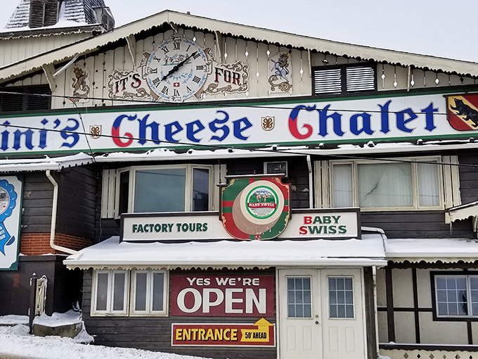 The Swiss chalet-style facade of Heini's stands proudly against the Ohio sky, like a dairy-lover's Disneyland beckoning cheese pilgrims from miles around.