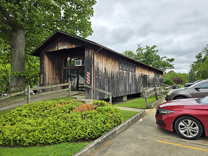 Not just a bridge over troubled water, but a portal to pizza paradise. This weathered wooden structure houses culinary treasures worth crossing county lines for.