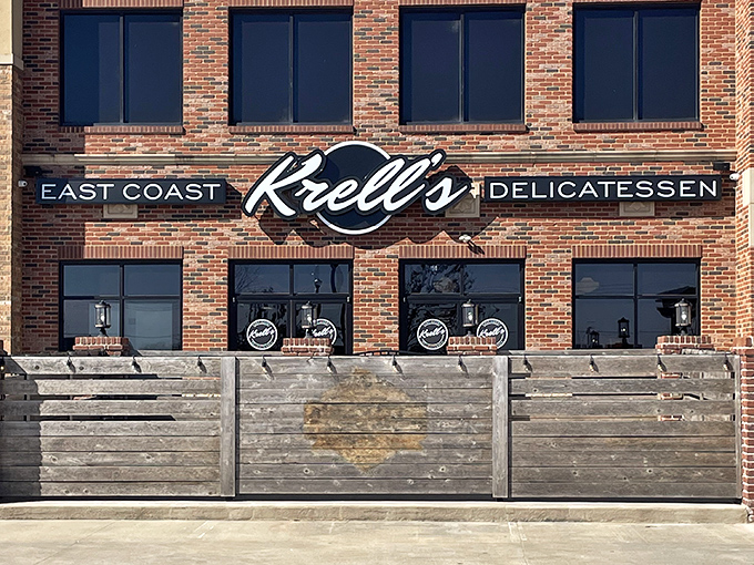 Brick and mortar never looked so appetizing! Krell's bold facade stands like a delicious beacon of East Coast promise in the Oklahoma landscape.