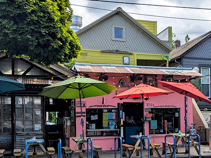 The pink facade of &iquest;Por Qu&eacute; No? beckons like a tropical oasis in Portland, complete with string lights and a crowd that knows where the good stuff is.