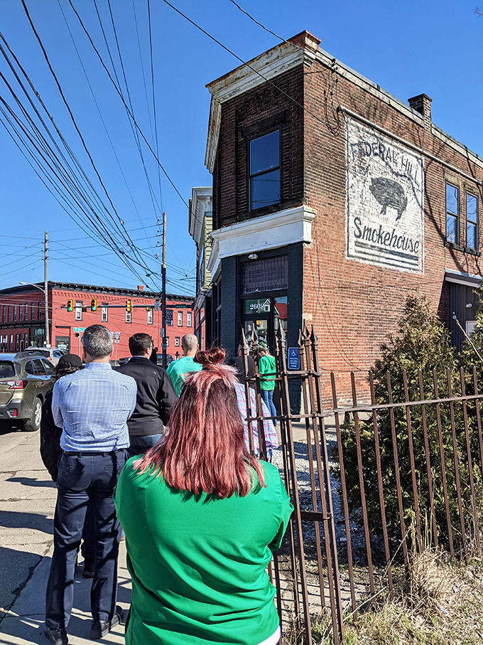 The line forms early at this unassuming brick corner building. In barbecue circles, waiting is just part of the pilgrimage.