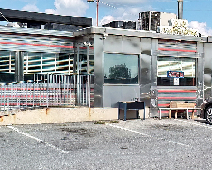 Classic Americana shines in this gleaming silver diner exterior. Route 30's chrome fa&ccedil;ade isn't just nostalgic window dressing&mdash;it's a time portal to when roadside meals meant something.