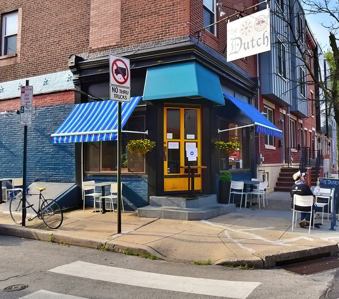 The corner spot that launched a thousand brunch cravings. This unassuming blue exterior hides Philadelphia's French toast paradise.