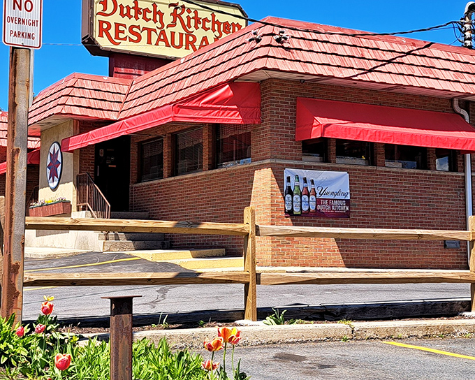 The iconic red awnings of Dutch Kitchen beckon hungry travelers like a culinary lighthouse on Route 61. Classic Americana at its finest.
