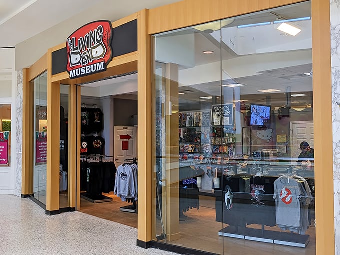 The storefront beckons horror fans with its iconic logo&mdash;those zombie eyes practically dare you to enter this undead paradise.