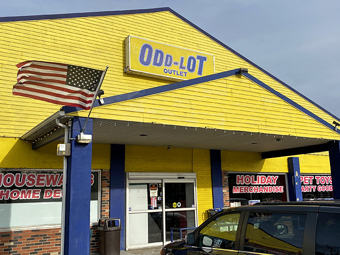 The canary-yellow exterior of Odd-Lot Outlet stands out like a beacon of bargains in Tannersville. It's not trying to be subtle about the treasures waiting inside.
