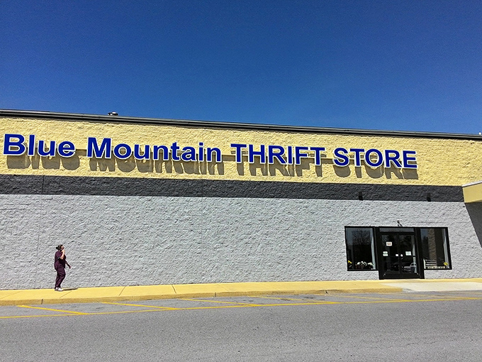 The unassuming exterior of Blue Mountain Thrift Store in Palmyra hides a treasure trove within. Like finding a five-star restaurant in a strip mall, the real magic happens once you step inside.