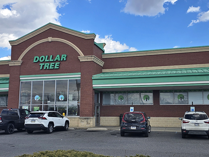 The iconic green signage against brick promises budget-friendly adventures within. Like a treasure map where X marks the spot&mdash;and everything costs a buck!