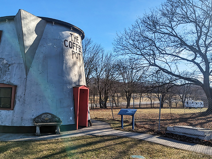 Standing proudly along Route 30, The Coffee Pot of Bedford proves that sometimes the best roadside attractions are the ones that pour on the charm.