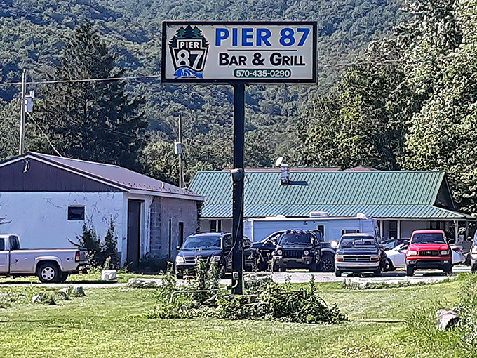 Sandy beaches in Pennsylvania? Pier 87's outdoor dining area brings coastal vibes inland with those signature blue umbrellas and Adirondack chairs just begging for post-meal relaxation.