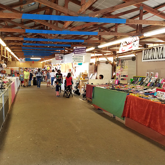 Welcome to retail chaos theory! The covered walkways of Anderson Jockey Lot house endless possibilities where one person's castoffs become another's treasures.