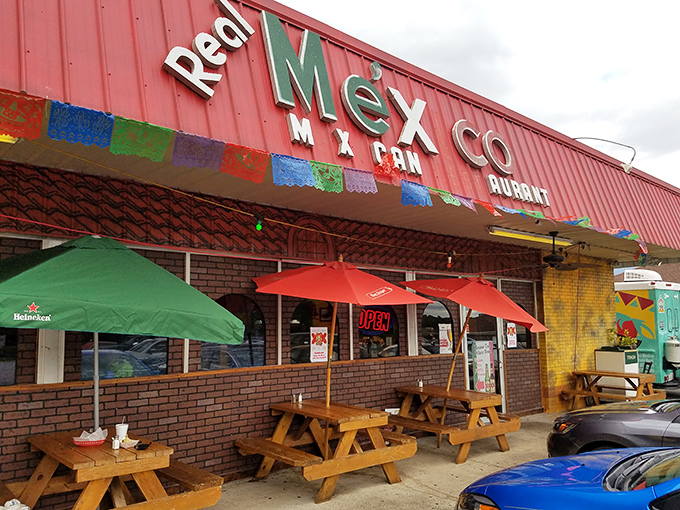 The colorful papel picado banners fluttering above Real Mexico's entrance aren't just decoration&mdash;they're a promise of the authentic flavors waiting inside.