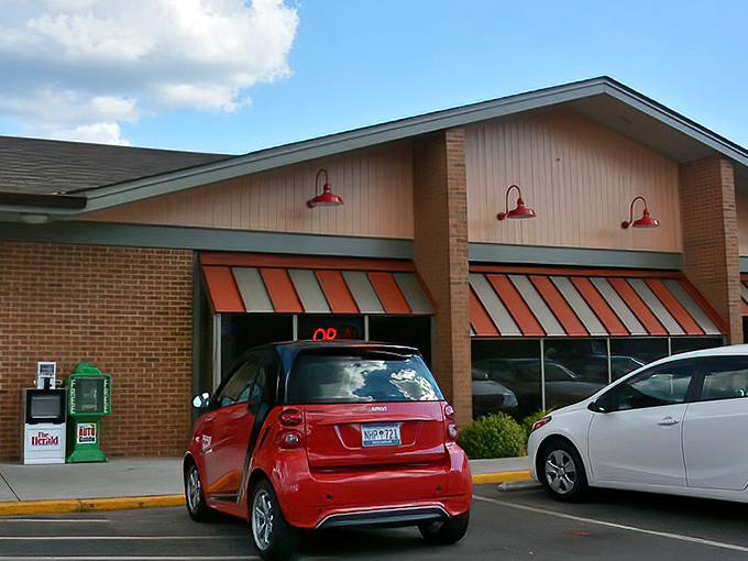 The orange and white striped awnings of Rock Hill Diner beckon like a breakfast lighthouse guiding hungry souls to their morning salvation.