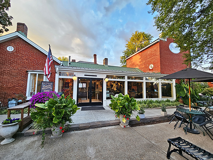 The brick exterior of Monell's welcomes you like an old friend, complete with rocking chairs and flower boxes that whisper "slow down and stay awhile."