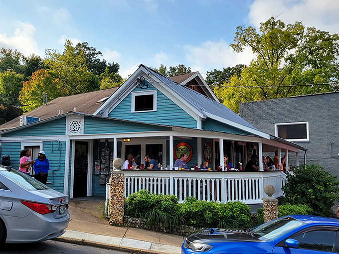 The teal cottage with white porch railing isn't just a house&mdash;it's a pancake pilgrimage site that's worth every minute in line.