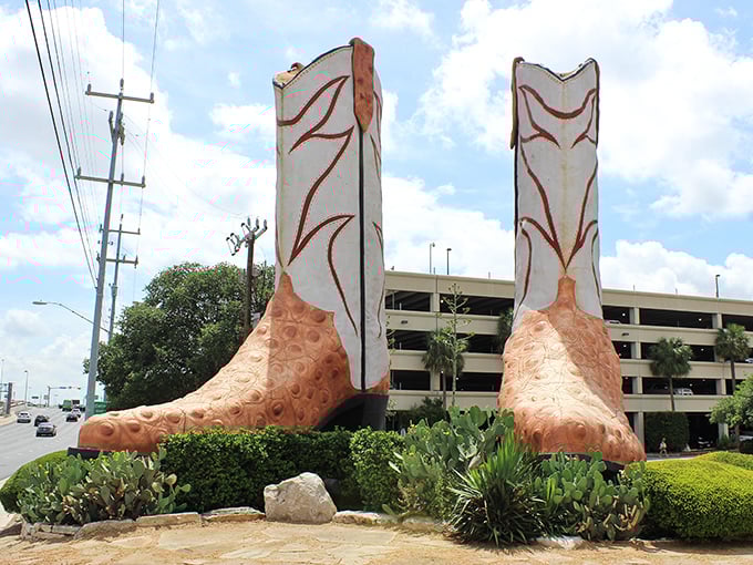 These aren't your average cowboy boots! Standing 35 feet tall outside North Star Mall, they're the ultimate Texas greeting card&mdash;no postage required.