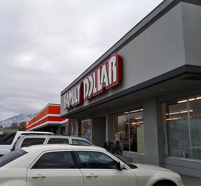 The iconic red Family Dollar sign beckons bargain hunters like a lighthouse for the budget-conscious shopper in South Salt Lake.