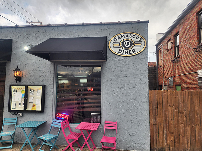 The unassuming blue exterior of Damascus Diner stands like a quiet promise &ndash; extraordinary flavors await inside this Trail Town USA landmark.