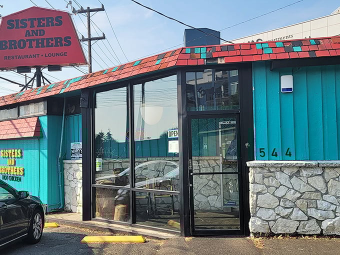The turquoise beacon of Georgetown beckons spice-seekers with its colorful tiled roof and unassuming charm. Nashville hot chicken paradise found!