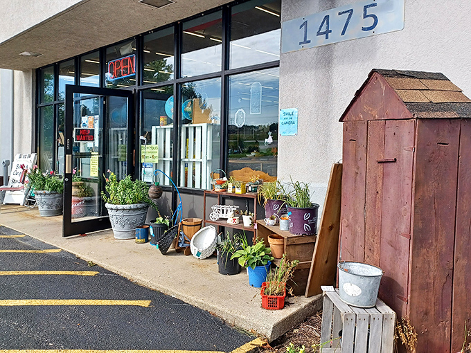 The unassuming exterior of Originals Mall of Antiques hides a wonderland of nostalgia inside, like finding a treasure chest disguised as a shoebox.