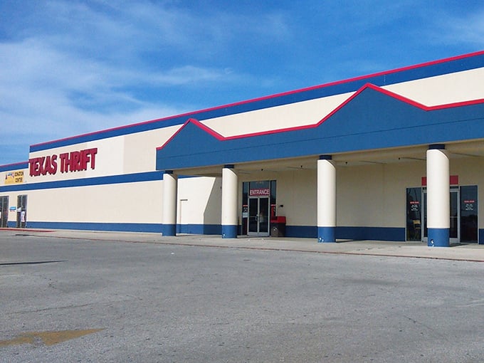 The unassuming exterior hides a treasure trove within, like finding a secret portal to a bargain hunter's paradise.