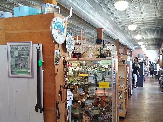 Long corridors of possibility stretch before you at Burning Bridge Antique Market, where every booth promises its own adventure in time travel.