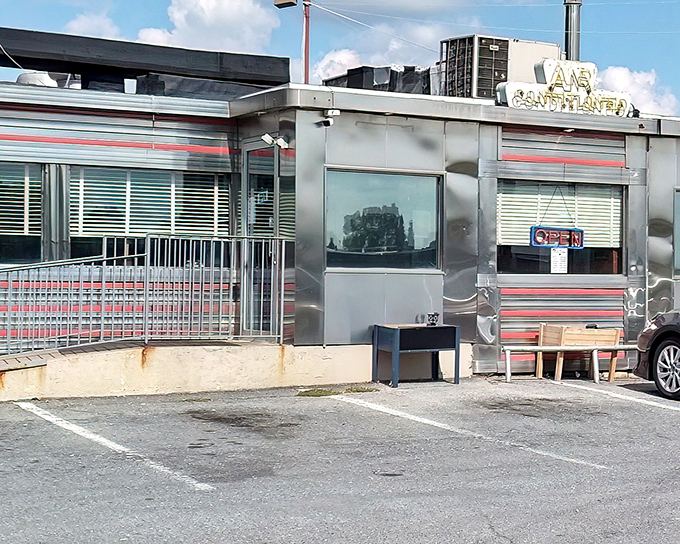 Classic Americana shines in this gleaming silver diner exterior. Route 30's chrome fa&ccedil;ade isn't just nostalgic window dressing&mdash;it's a time portal to when roadside meals meant something.