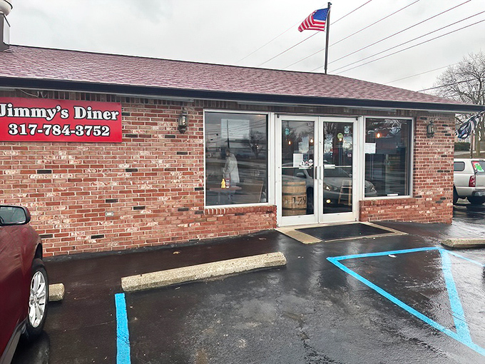 The unassuming brick exterior of Jimmy's Diner stands like a time capsule on Shelby Street, promising honest food without the fanfare.