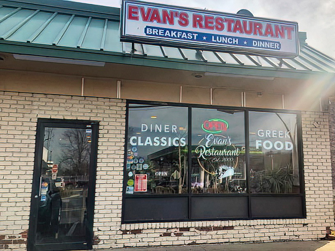 The unassuming brick exterior of Evan's Restaurant promises what every great Jersey diner should: honest food without pretension. No neon, just necessity.