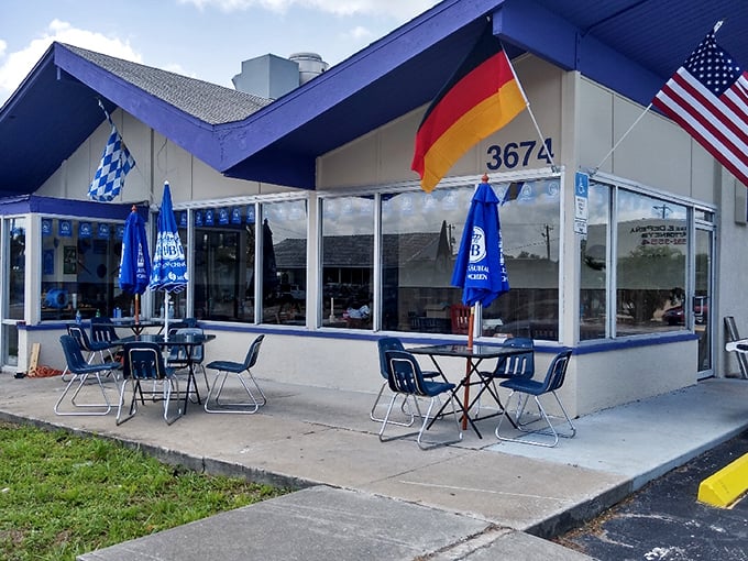 The unassuming exterior of HJ German Corner stands like a Bavarian embassy on Fort Myers' Cleveland Avenue&mdash;proof that culinary treasures often hide in plain sight.
