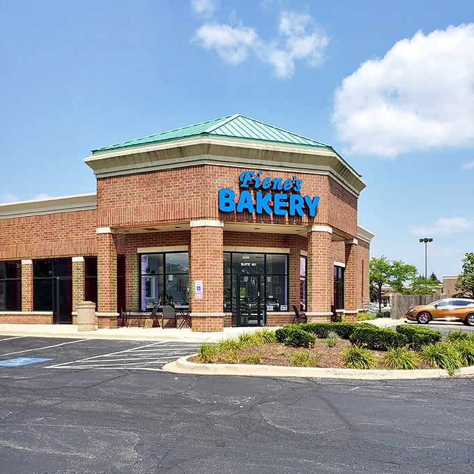 The brick fortress of frosting dreams stands proudly in Naperville, its green roof signaling "diet-free zone ahead."