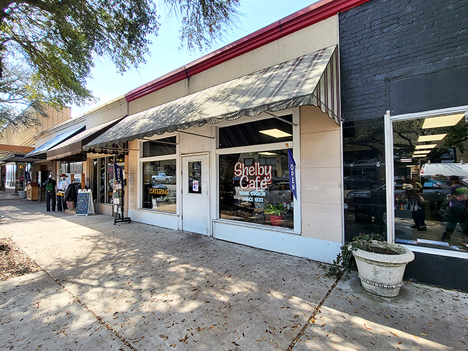 The unassuming storefront of Shelby Cafe beckons with its classic awning and small-town charm. No fancy frills, just honest food waiting inside.