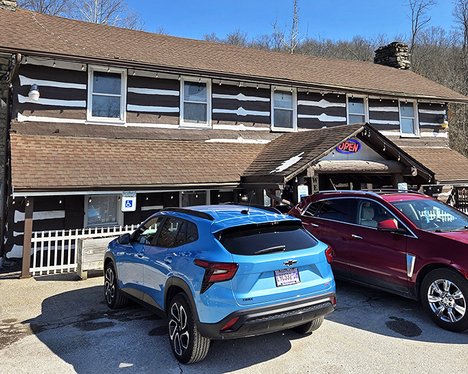 The Log Cabin Inn's exterior is exactly what Kentucky comfort food deserves&mdash;authentic log construction that promises zero pretension and maximum flavor.