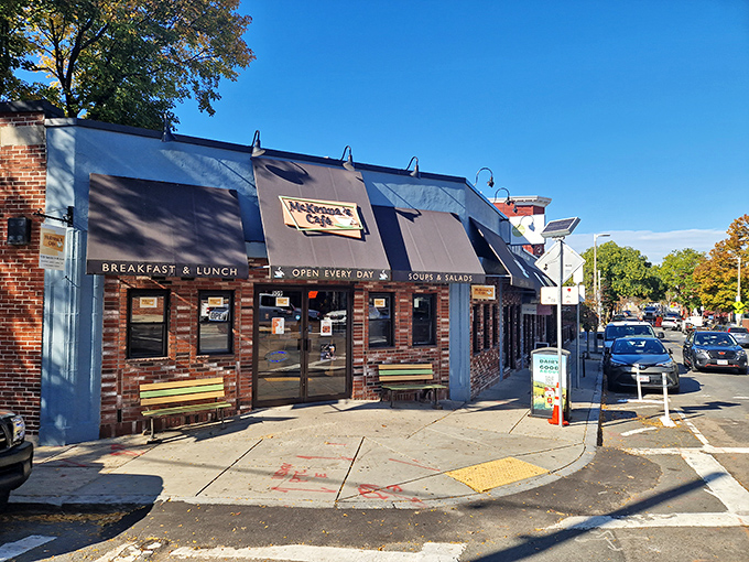 The unassuming brick facade of McKenna's Cafe stands like a culinary lighthouse in Dorchester, promising comfort and satisfaction to all who enter.