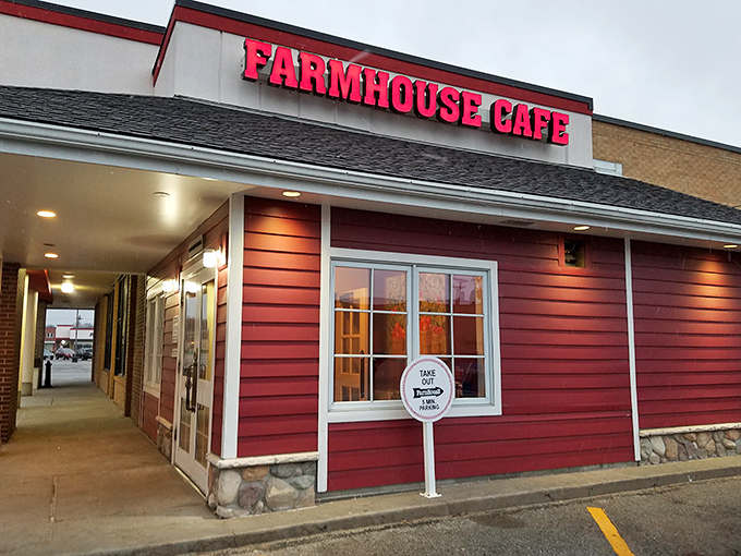 The iconic red exterior of FarmHouse Cafe beckons like a culinary lighthouse in Omaha's dining landscape. Comfort food paradise awaits!