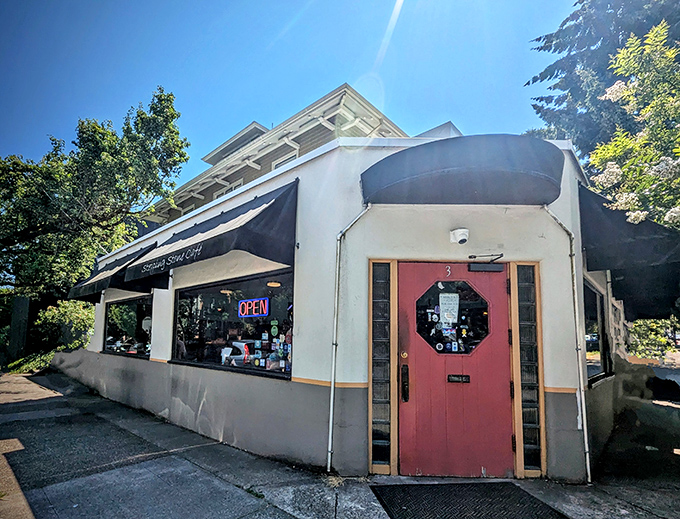 The unassuming blue door of Stepping Stone Cafe beckons like a secret portal to breakfast nirvana. Portland's hidden gems often come in modest packages.